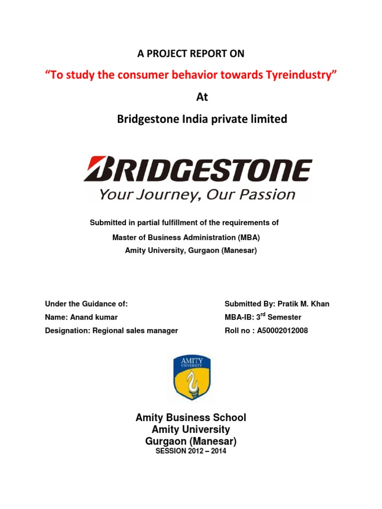 A Project Report On Bridgestone | PDF | Technology & Engineering