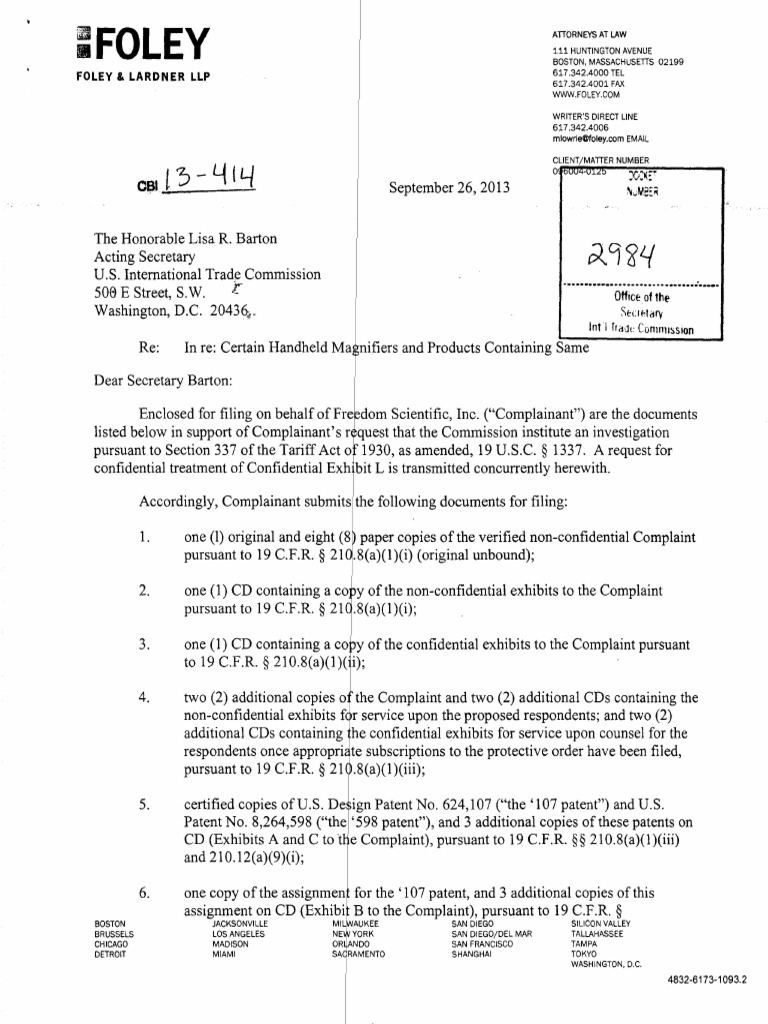 Freedom Scientific v. Aumed - ITC | PDF | Patent Application | Camera