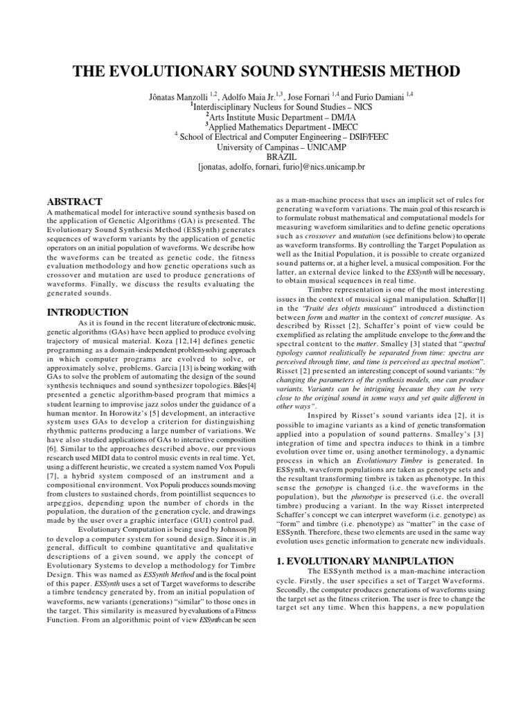 Essynth ACM Poster Paper | PDF | Synthesizer | Metric (Mathematics)
