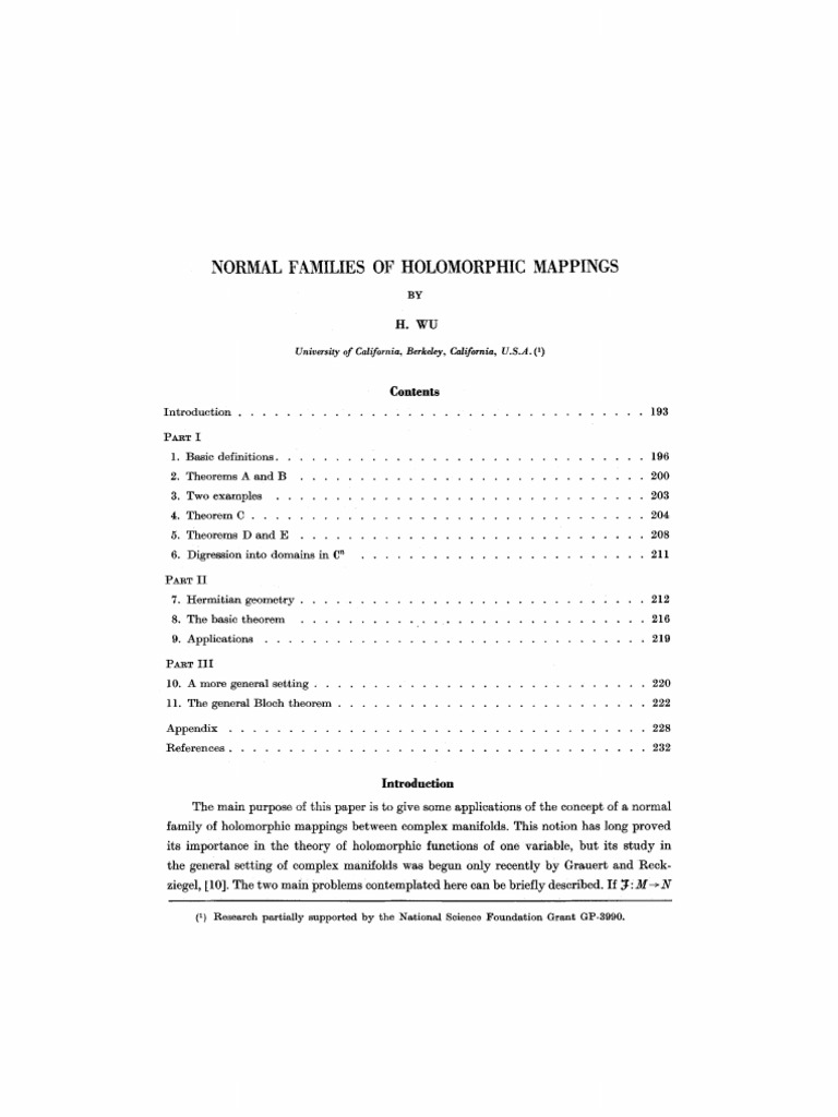 Normal Families of Holomorphic Mappings | Download Free PDF | Metric Space | Compact Space