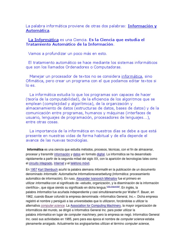 La Palabra Informática Proviene De Otras Dos Palabras Peripheral