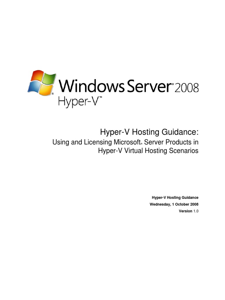 Windows Hyper V Licensing Whitepaper v1 01 | PDF | Hyper V | Windows ...