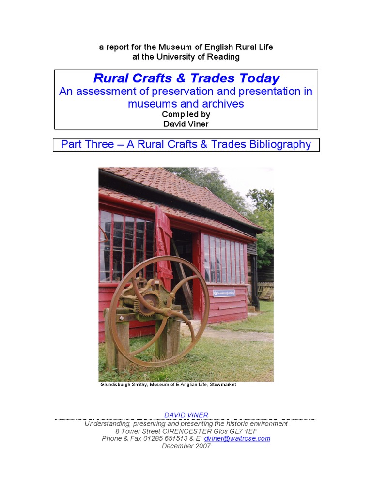 Rural Crafts and Trades Collections Today, Part Three - Bibliography ...