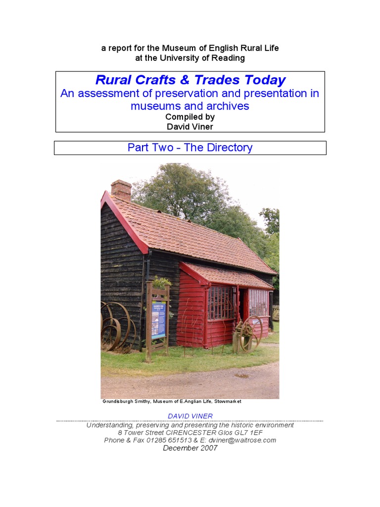 Rural Crafts and Trades Collections Today, Part Two - The Directory ...