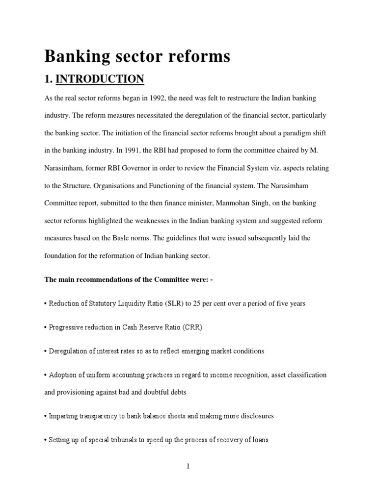 Project On Indian Banking Sector Reforms | PDF | Reserve Bank Of India ...