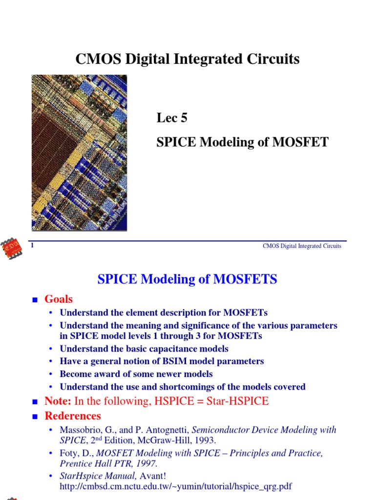 Lec 5 Spice Model | PDF | Spice | Mosfet