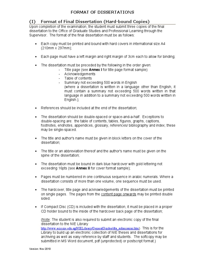 Format of Dissertation | PDF | Thesis | Writing