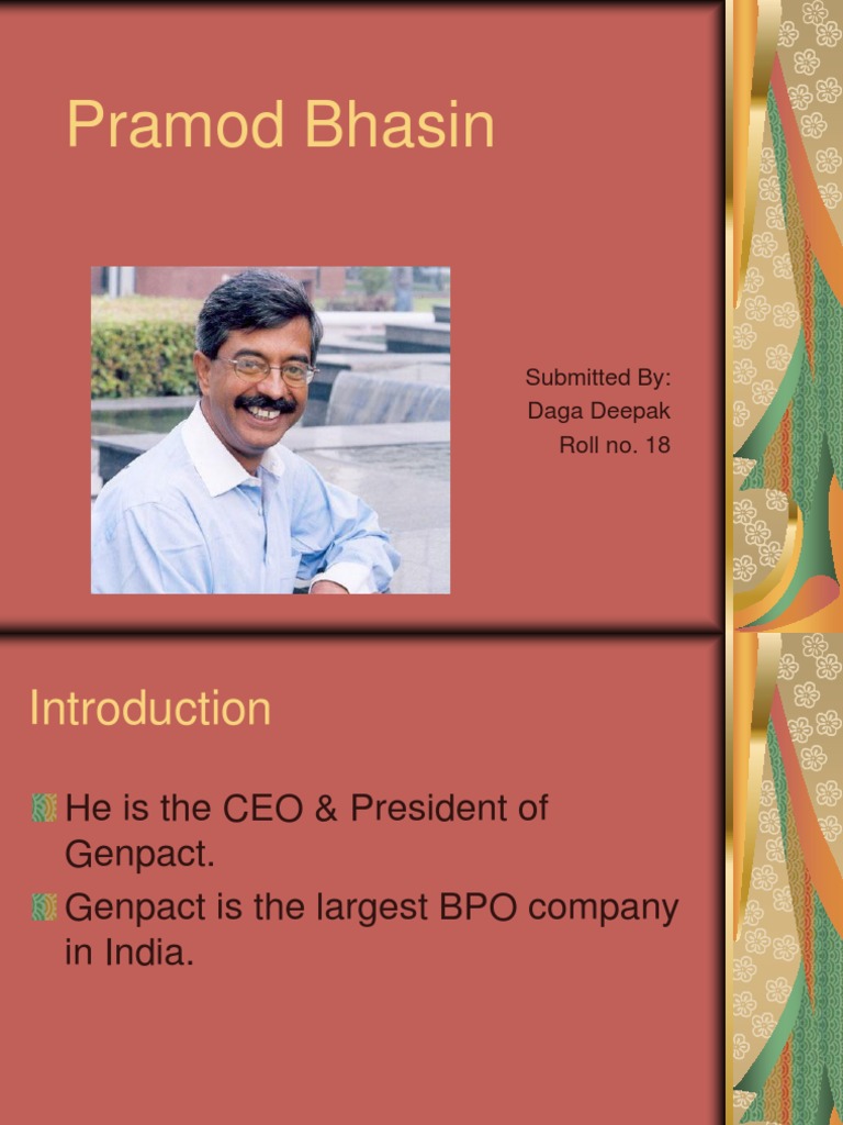 Pramod Bhasin: CEO of Genpact Insights | PDF
