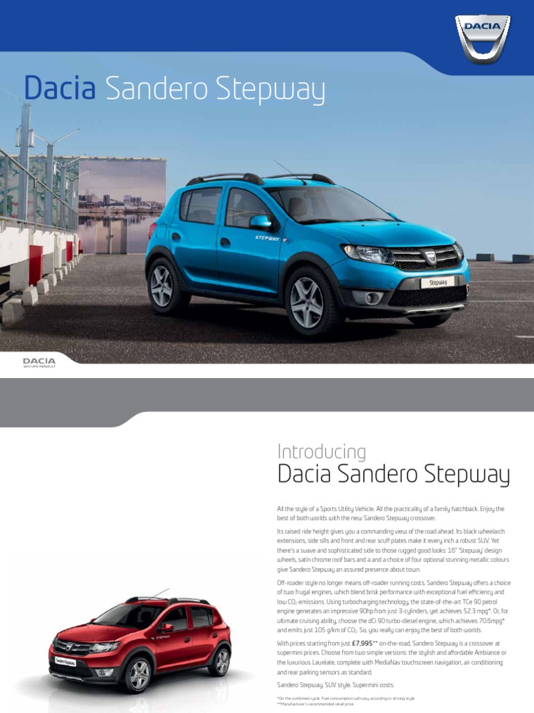 Dacia Sandero Stepway Brochure 2013 Uk | PDF | Fuel Economy In ...