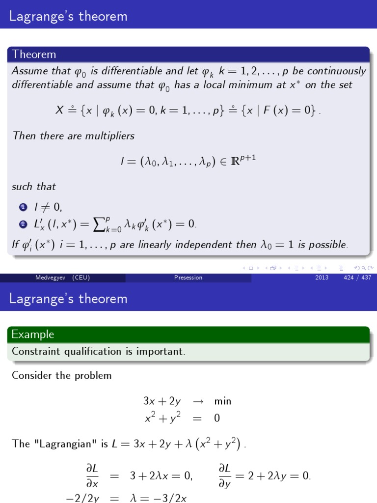 Lagrange Theorem | PDF | Linear Algebra | Mathematical Objects