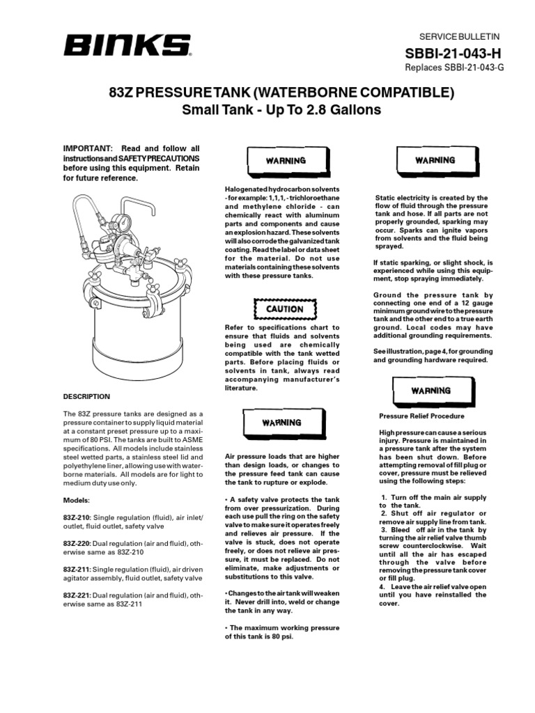 Binks 83z 221 Pressure Tank | PDF | Flammability | Valve