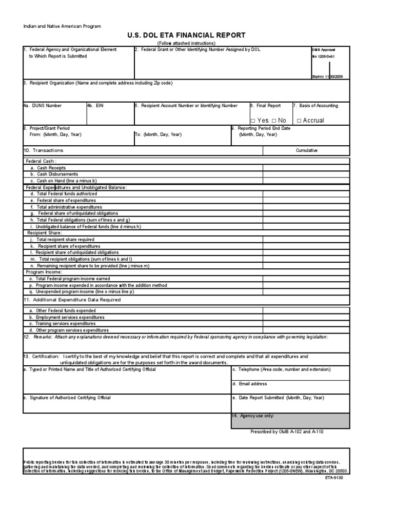 Department of Labor: ETA-9130-NativeAmerican | PDF | Office Of Management And Budget ...