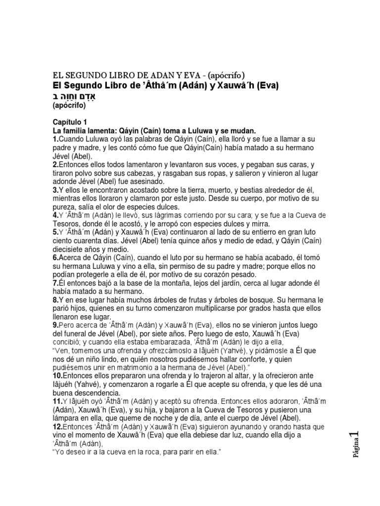 El Segundo Libro de Adan y Eva | PDF | Víspera | Caín y Abel