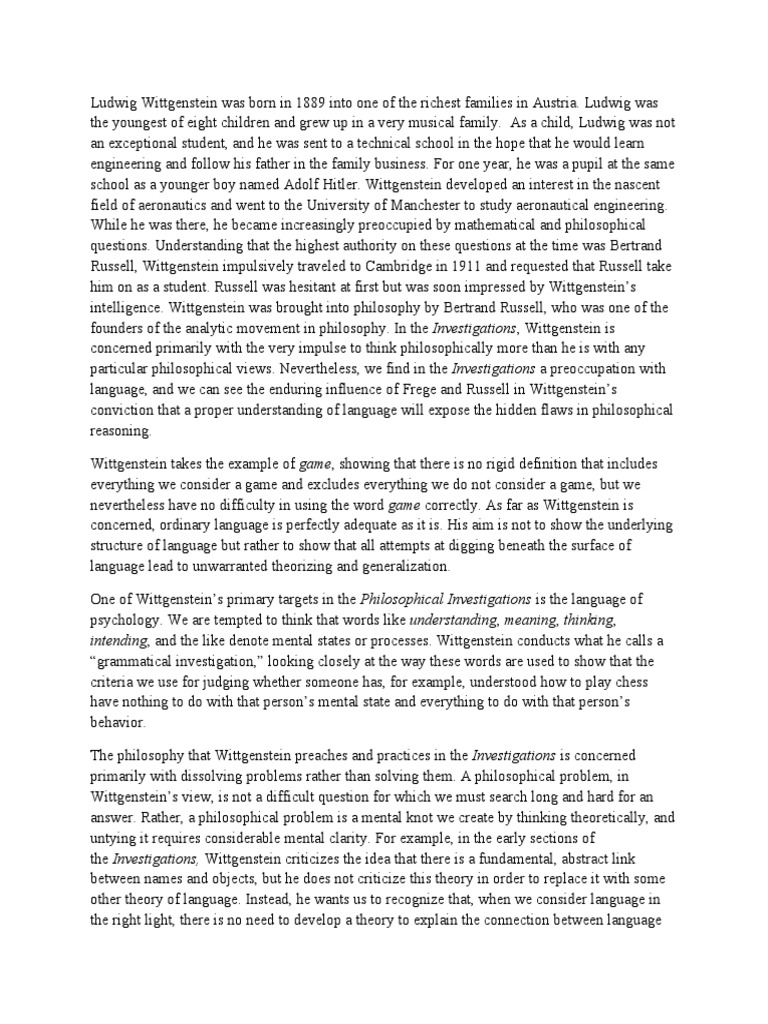 Ludwig Wittgenstein Notes | PDF | Ludwig Wittgenstein | Thought