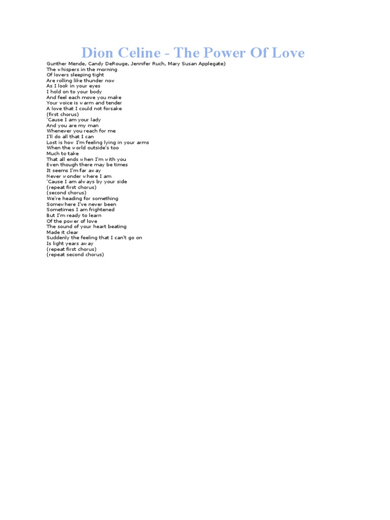 The Power of Love Lyrics Analysis | PDF | Poetry