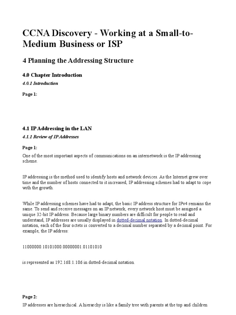 Cisco CCNA Discovery 2 Hoofdstuk 4 | Download Free PDF | I Pv6 | Ip Address