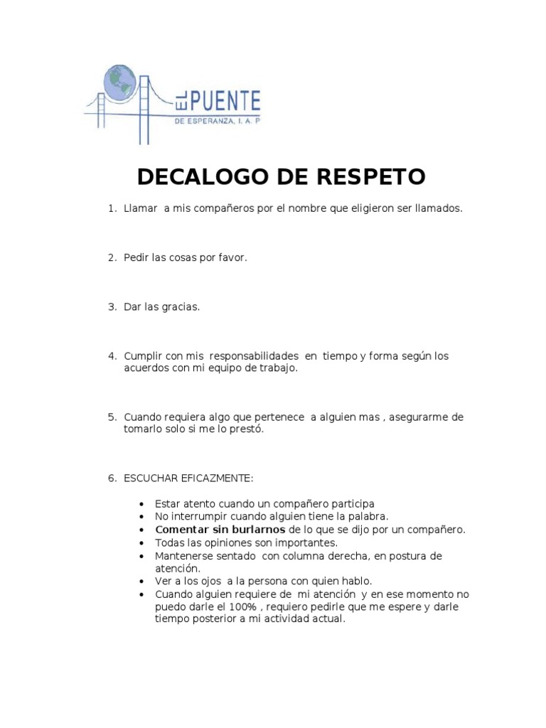 Decalogo de Respeto | PDF