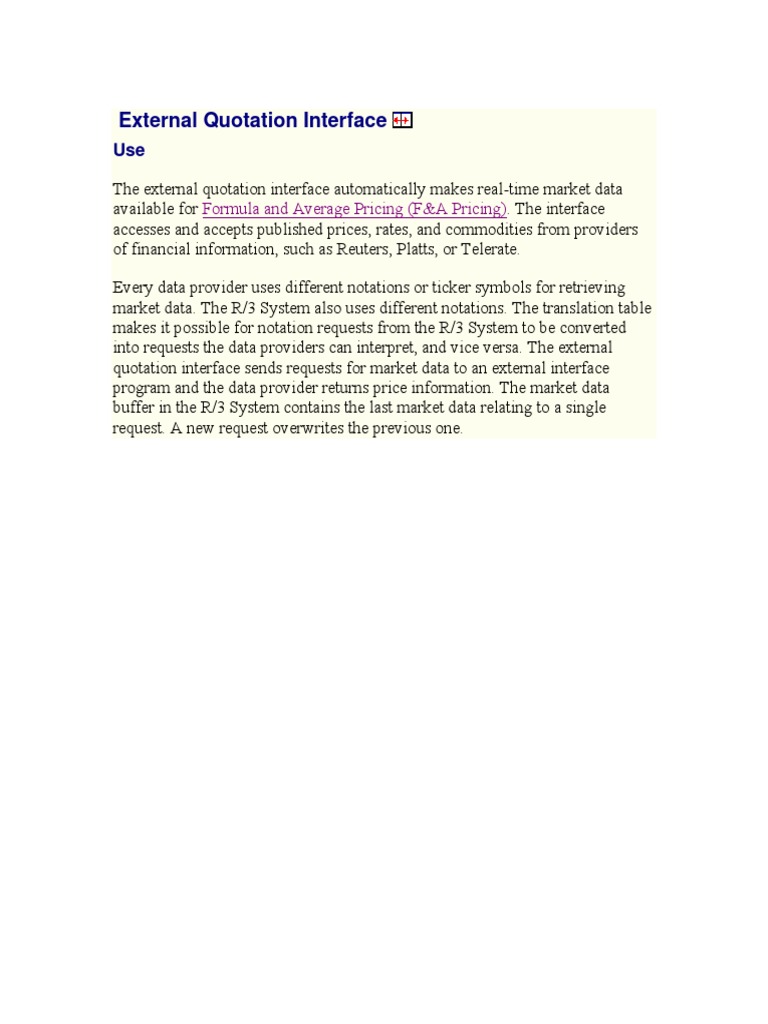 External Quotation Interface | PDF | Interface (Computing) | Computer ...