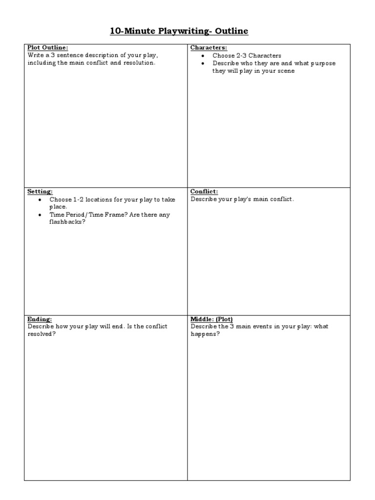 10 Min Playwriting Outline | PDF | Games & Activities | Teaching ...