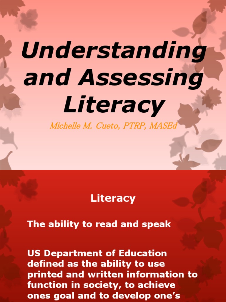 Chapter 4 Understanding and Assessing Literacy | PDF | Literacy ...