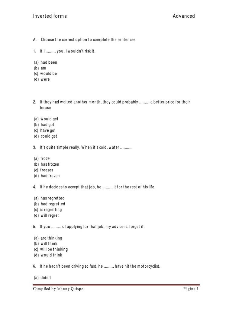 Inversions Practice GR Ex | PDF | Language Arts & Discipline