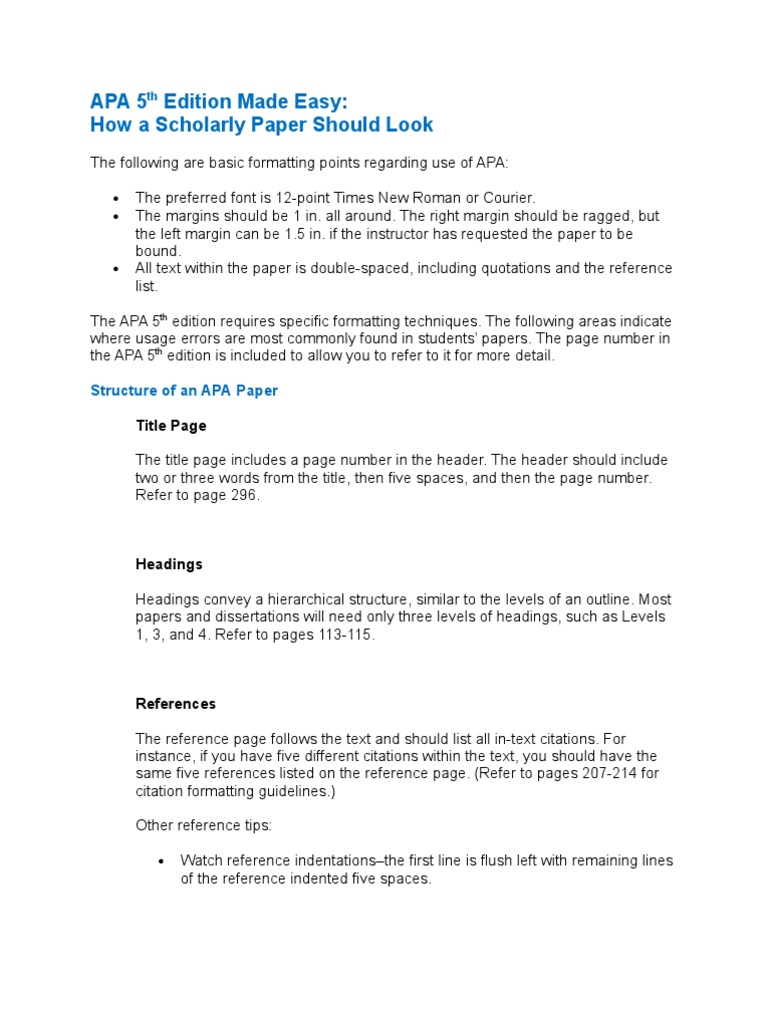 APA 5th Edition Made Easy | PDF | Citation | Graphic Design