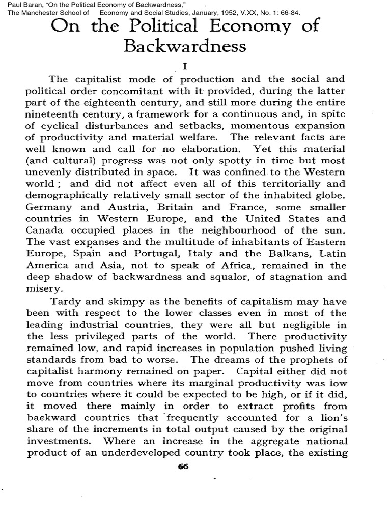Paul Baran - On The Political Economy of Backwardness | PDF | Wealth ...