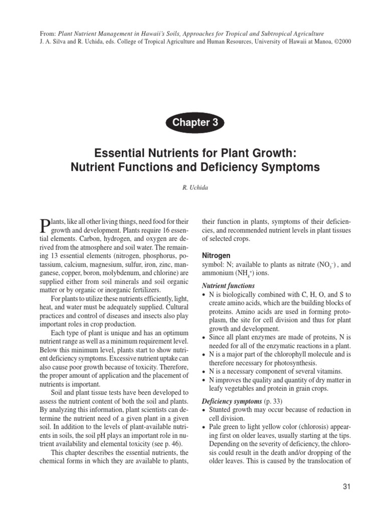 Essential Nutrients for Plant Growth | PDF | Plant Nutrition | Fertilizer