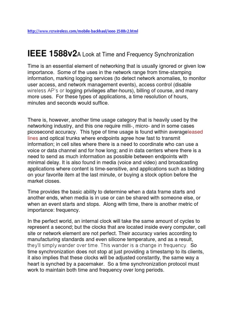 IEEE 1588v2: A Look at Time and Frequency Synchronization | PDF | Communications Protocols ...