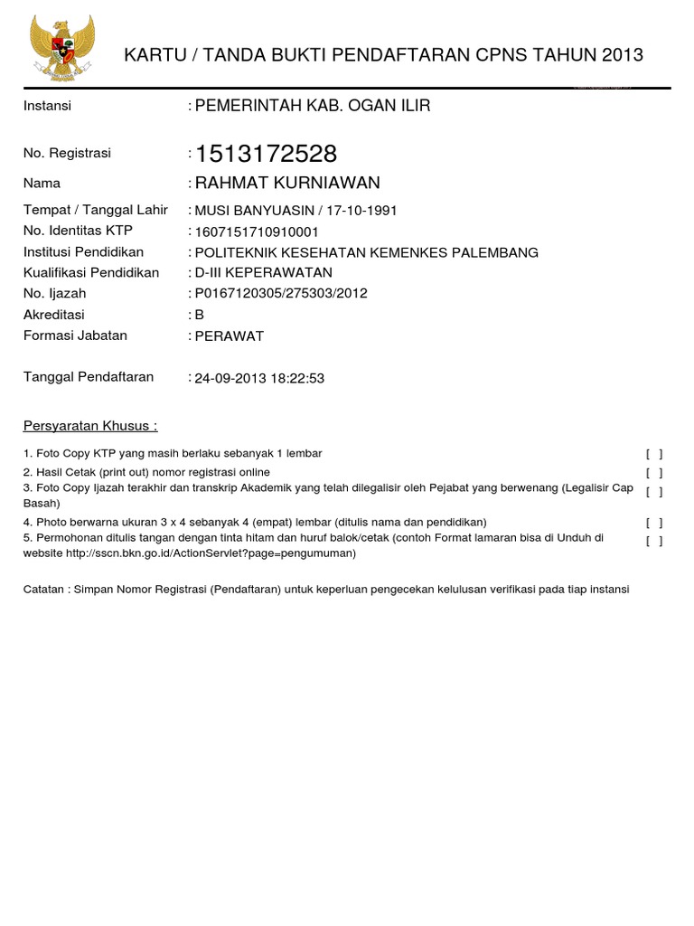 Contoh Registrasi Online | PDF
