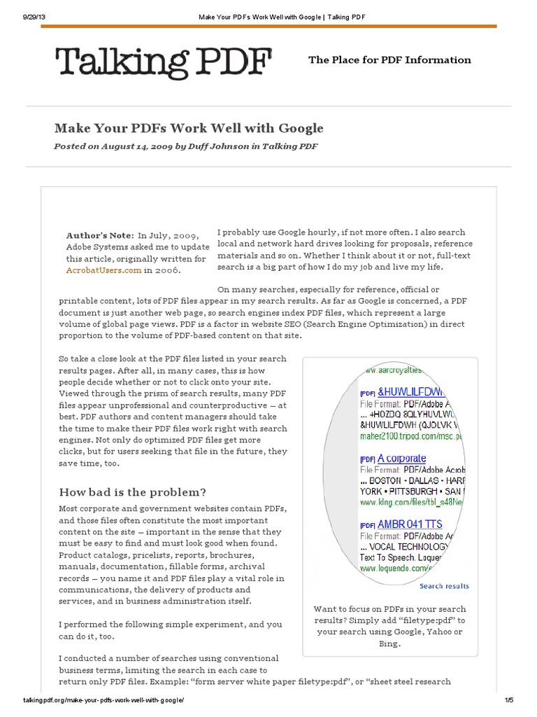 Make Your PDFs Work Well With Google | Download Free PDF | Computer ...