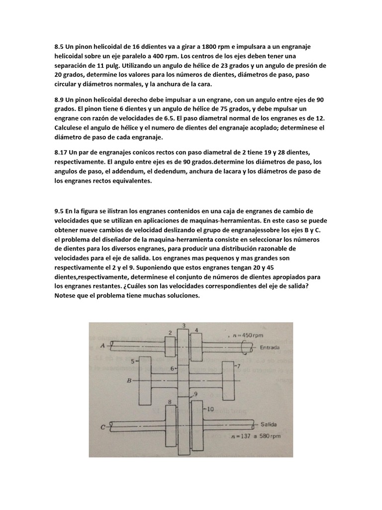 Ejercicios de Engranajes Mecanismos | PDF | Engranaje | Geometría euclidiana