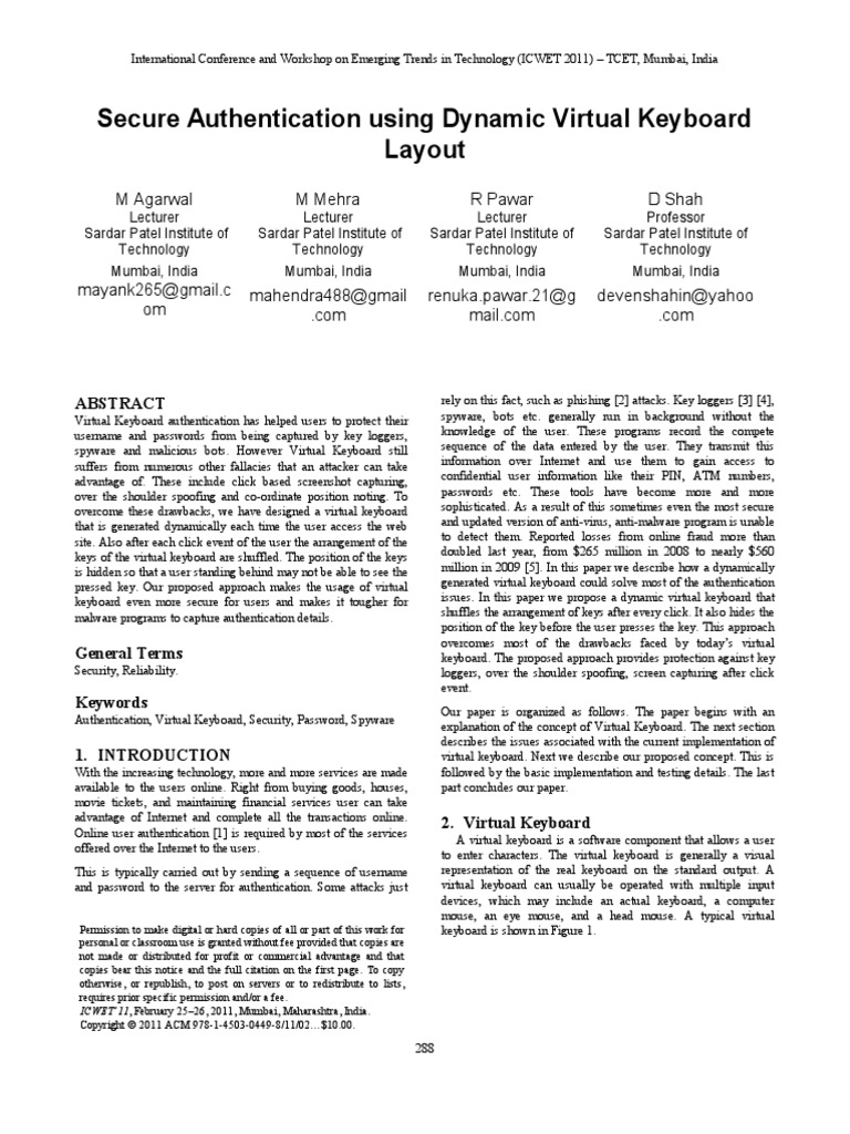 Secure Authentication Using Dynamic Virtual Keyboard Layout | PDF ...