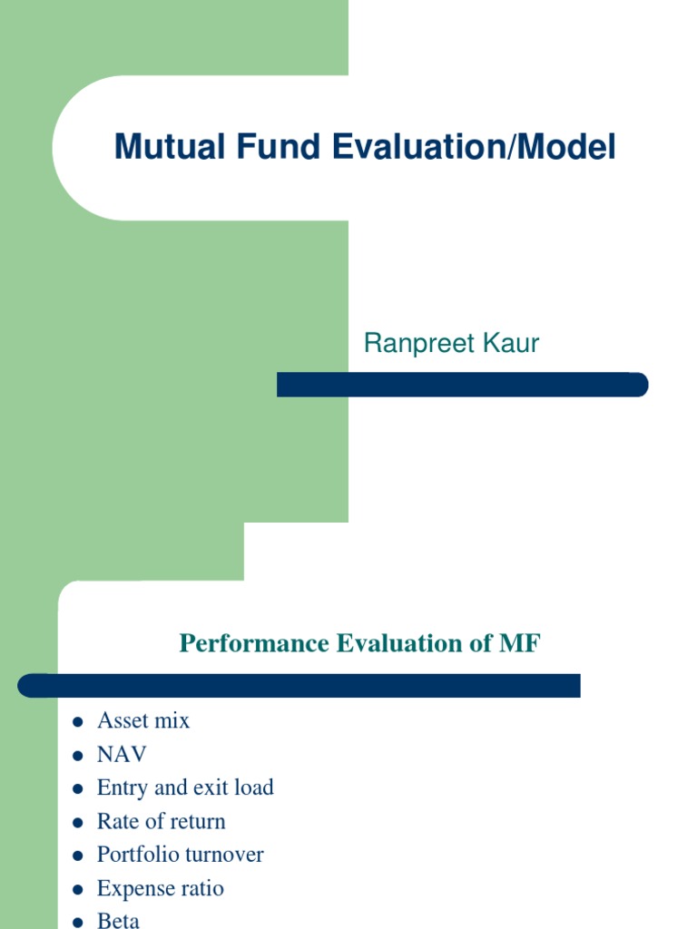 Mutual Fund Evaluation/Model: Ranpreet Kaur | PDF
