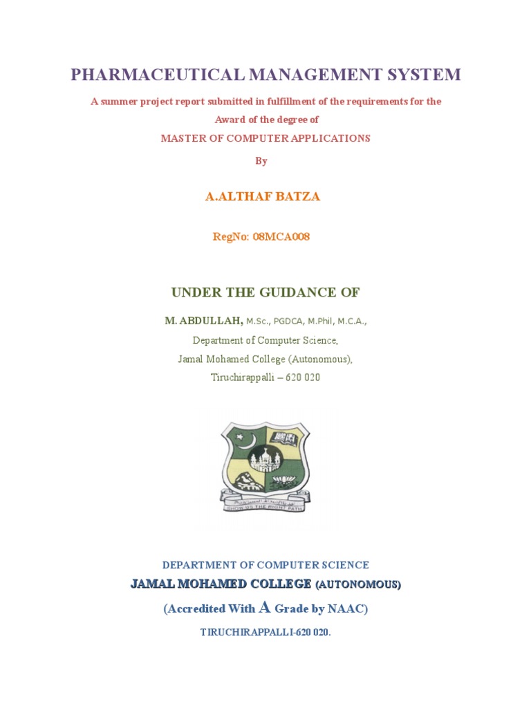 Pharmaceutical Management System PDF | PDF | Academic Degree | Thesis