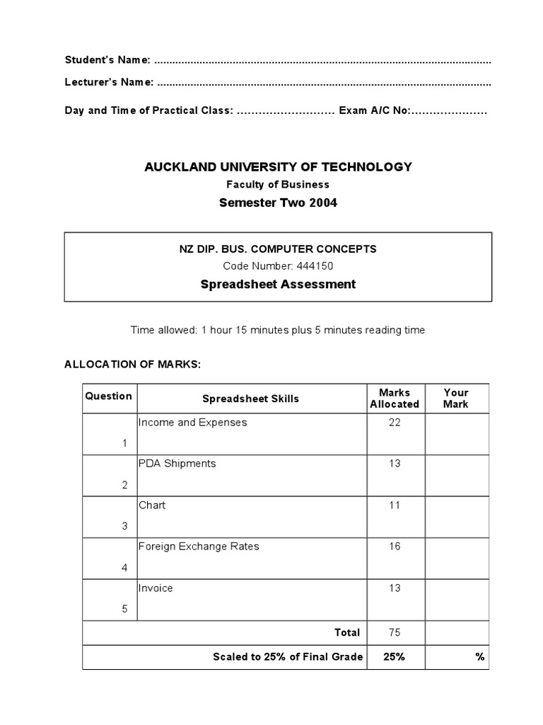 2004 2 Question Paper | PDF | Spreadsheet | Computing