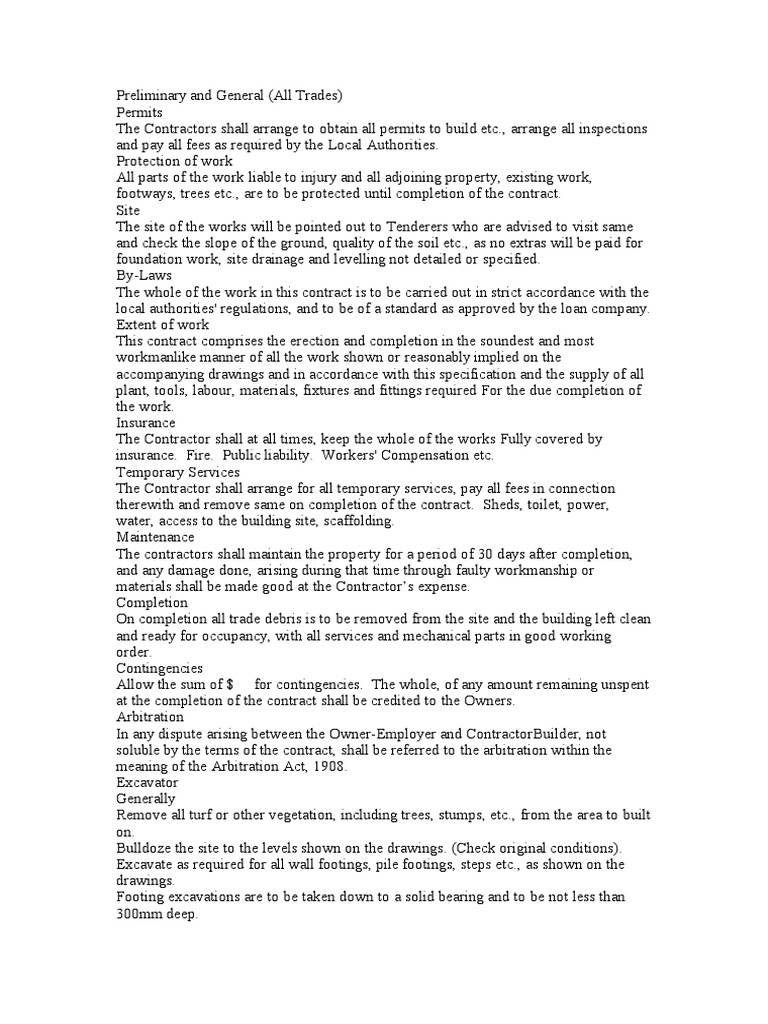 Construction Project Requirements and Specifications | PDF | Plumbing ...