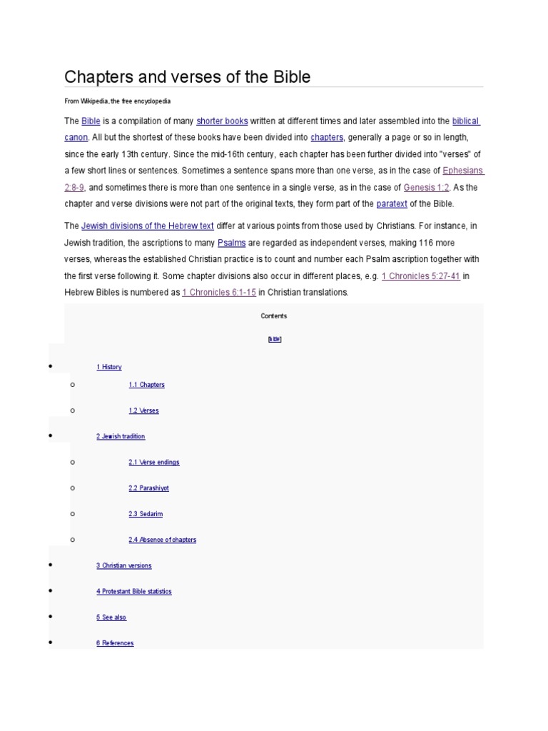 Bible Chapters and Verses Overview | PDF | Chapters And Verses Of The ...
