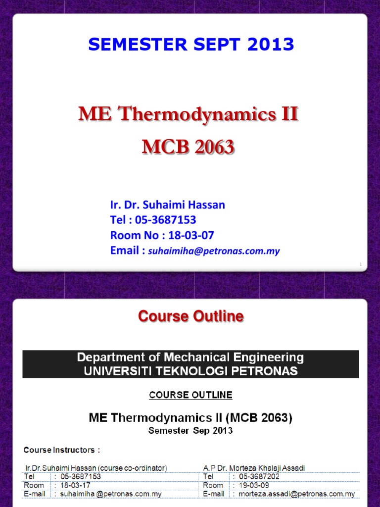 Mechanical Engineering Thermodynamics II - Lecture 01 - 23 Sep | PDF ...