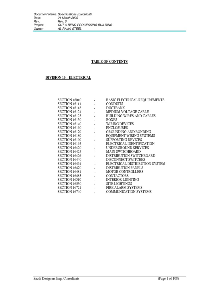Electrical Specifications | PDF | Electrical Wiring | Pipe (Fluid ...