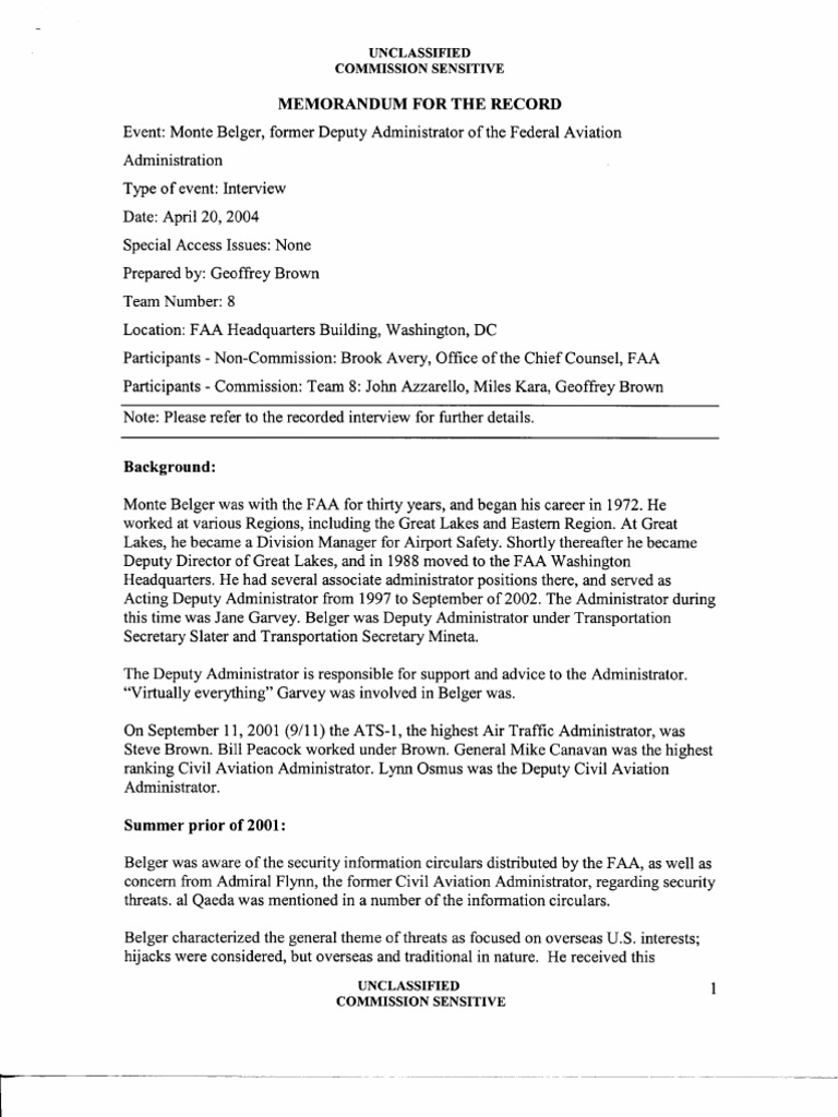 t8 b6 Faa HQ Monte Belger FDR - 4-20-04 MFR 835 | PDF | September 11 ...