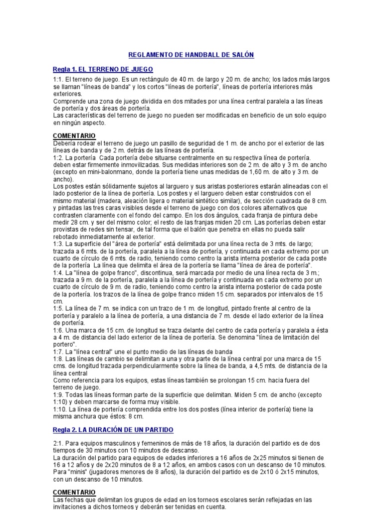 Reglamento de Handball | Descargar gratis PDF | Árbitro | Defensor ...