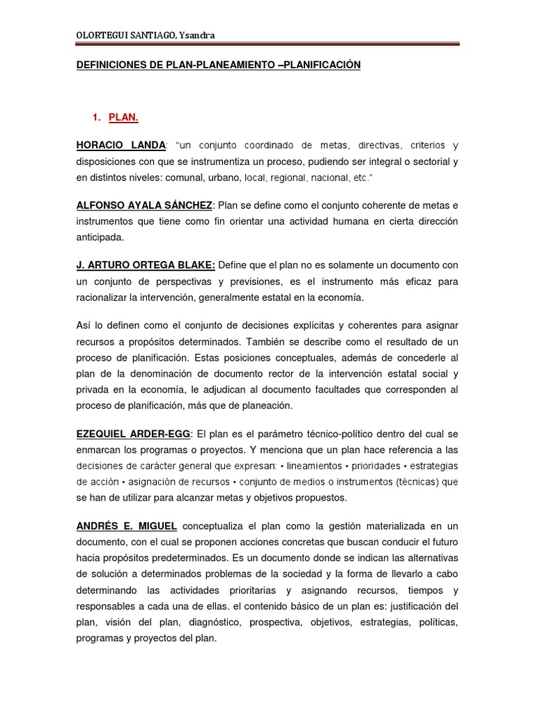 Definiciones de Plan | PDF | Planificación | Toma de decisiones