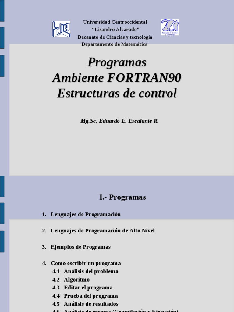 01 Programas Ambiente Fortran y Estructuras de Control | PDF | Lenguaje de programación ...