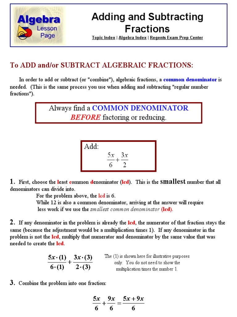 Algebraic Fractions.v | PDF | Fraction (Mathematics) | Arithmetic