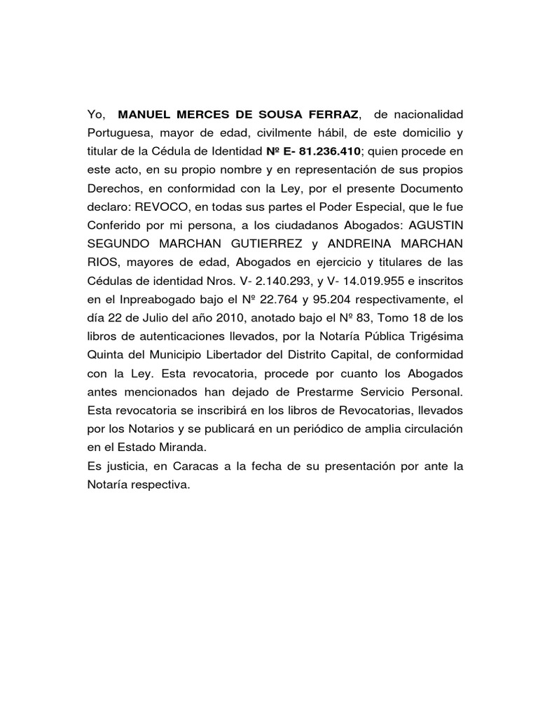 Revocacion de Poder | PDF