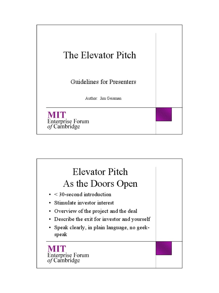 Advanced Writing-TC333 - Reading - Elevator Pitch | PDF