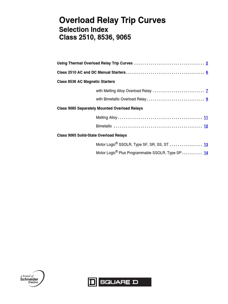 Schneider Electric - Overload Relay Trip Curves | PDF | Relay | Components