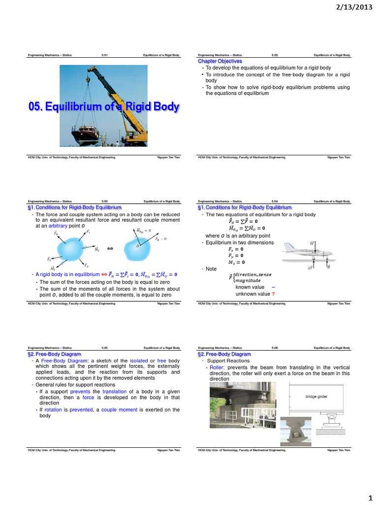 Equilibrium of Rigid Bodies Explained | PDF | Force | Chemical Equilibrium