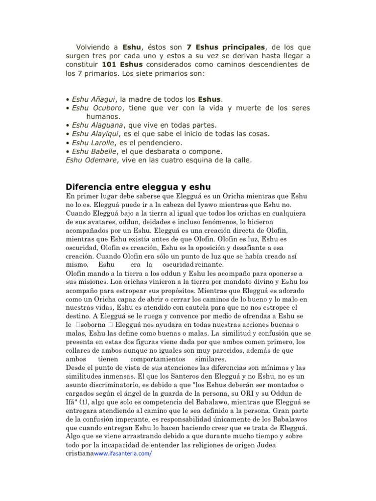 Diferencias Entre Elegua Y Eshu Pdf